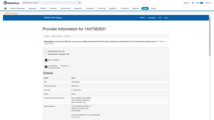 Healthcare Provider (HCP) NPI Search | Coupa App Marketplace