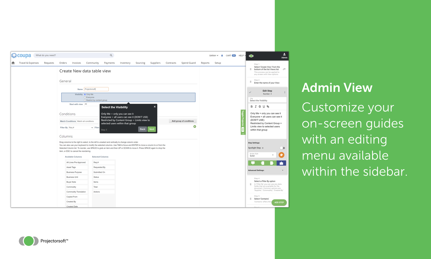 Projectorsoft On-screen Guidance & Training | Coupa App Marketplace