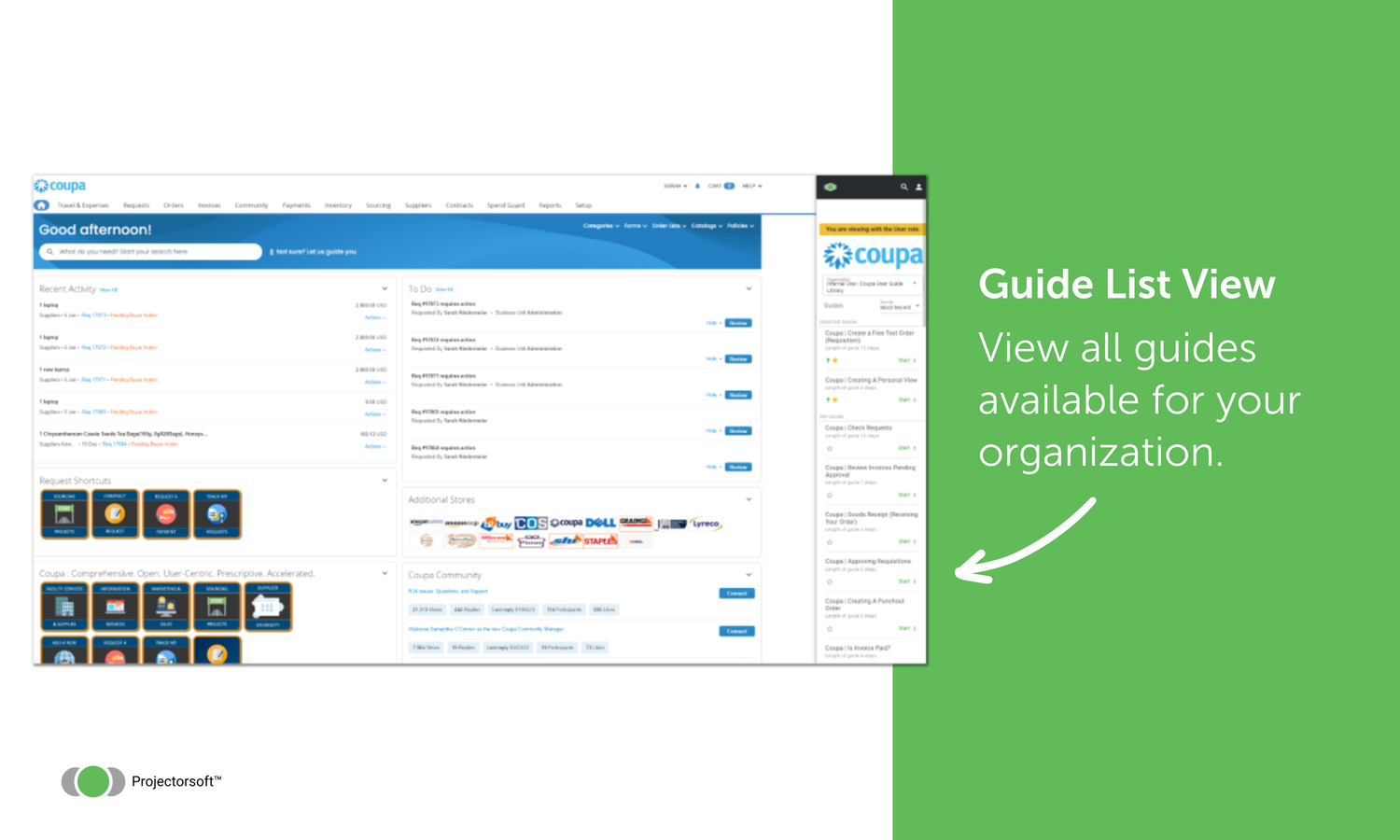 Projectorsoft On-screen Guidance & Training | Coupa App Marketplace