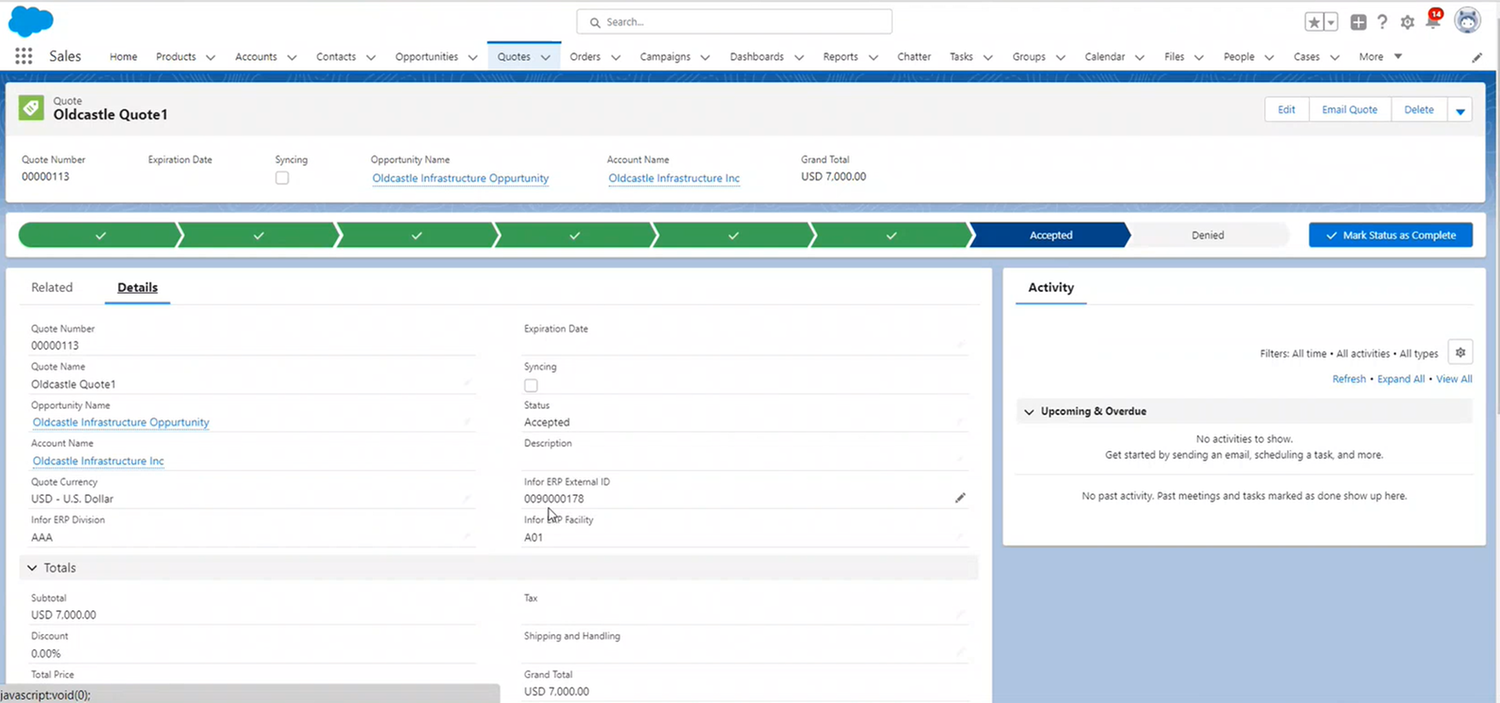 M3 Integration for Salesforce CRM | Infor Marketplace