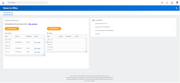 Return to Office App | Workday Marketplace
