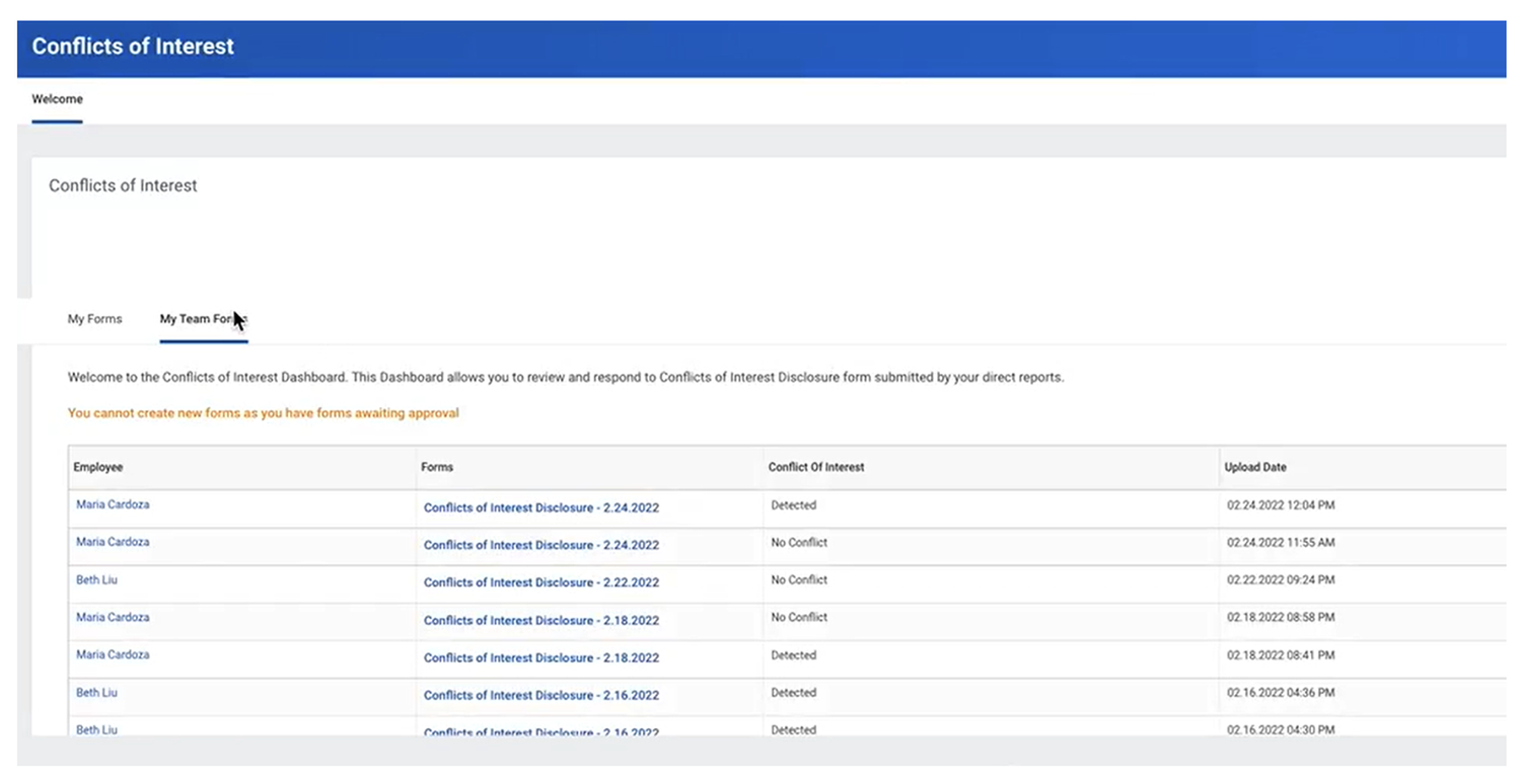 Conflict of Interest Extend App | Workday Marketplace