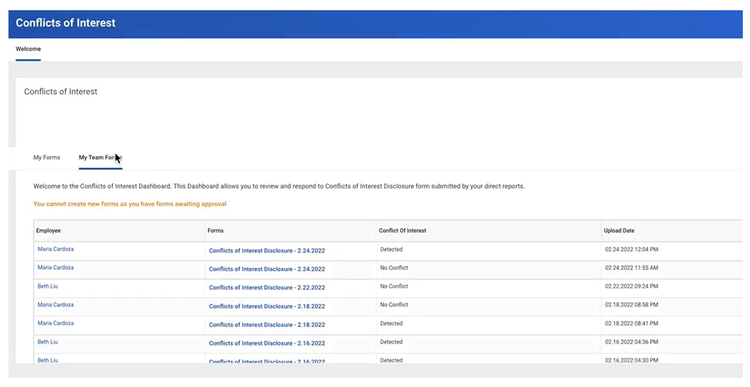 Conflict of Interest Extend App | Workday Marketplace