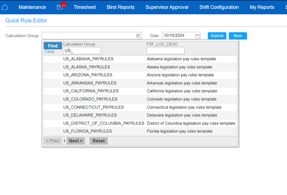 WFM Legislation Template Calculation Groups (US) | Infor Marketplace
