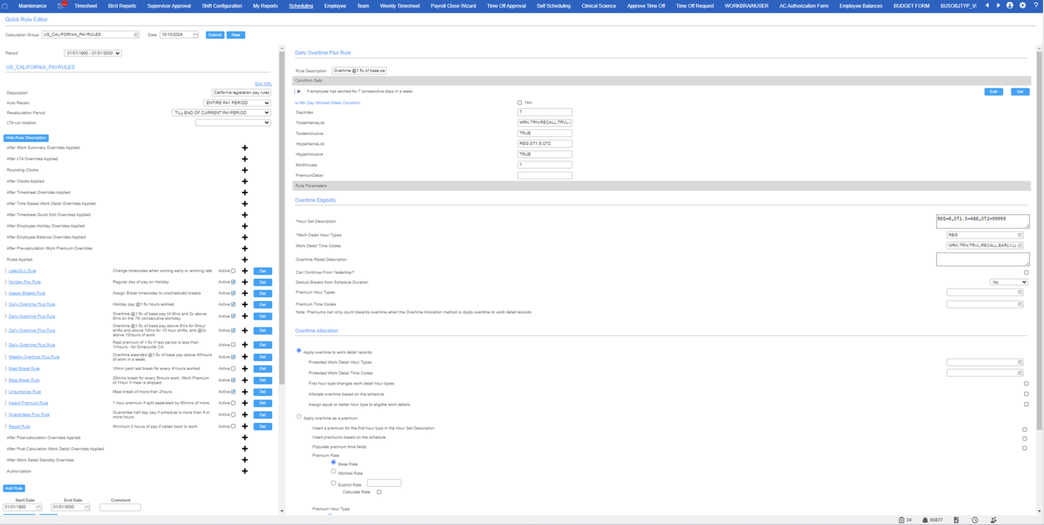 WFM Legislation Template Calculation Groups (US) | Infor Marketplace