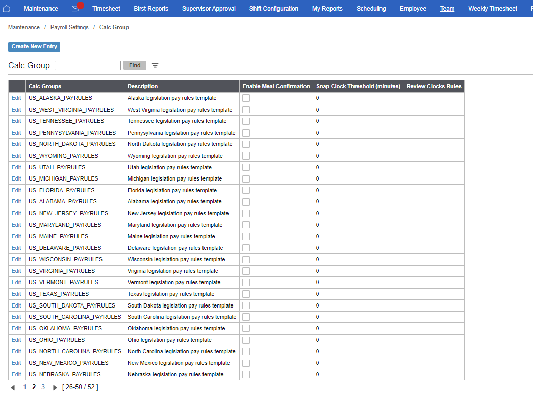 WFM Legislation Template Calculation Groups (US) | Infor Marketplace