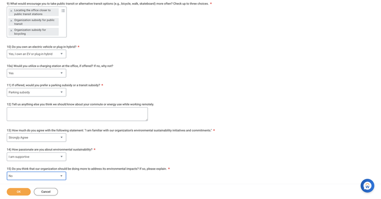 Commuting Emissions Survey | Workday Marketplace