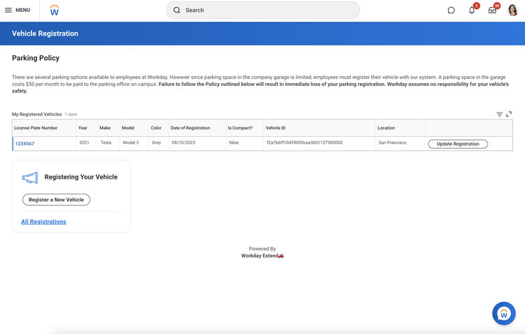 Vehicle Registration | Workday Marketplace