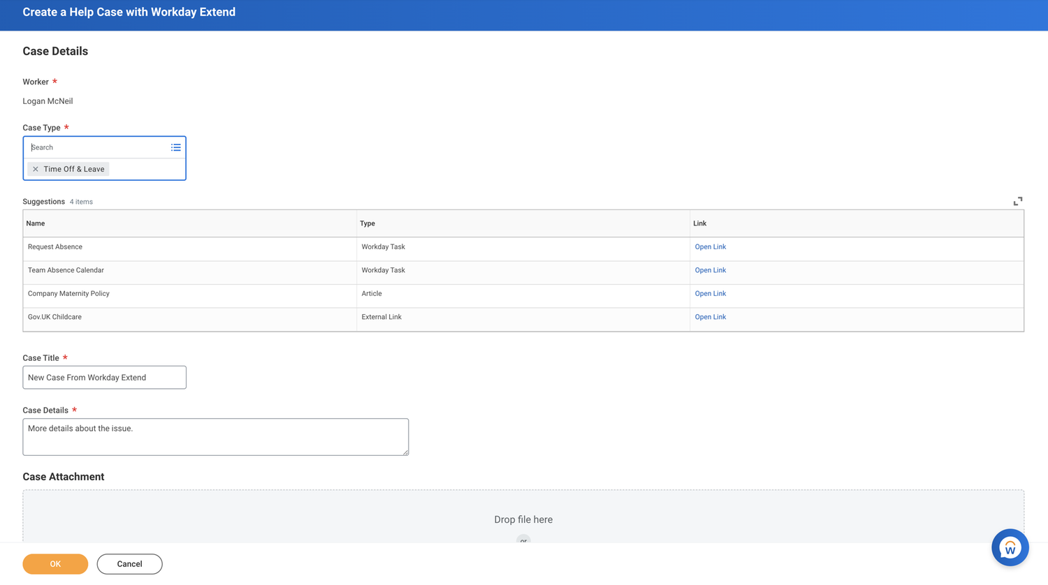Help Case Creation | Workday Marketplace
