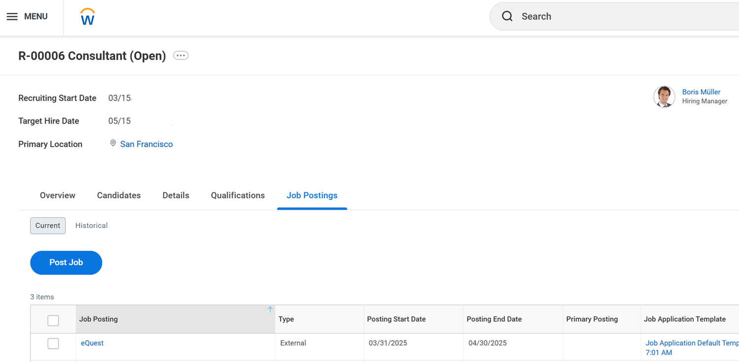eQuest Job Board Posting for Workday Recruiting | Workday Marketplace