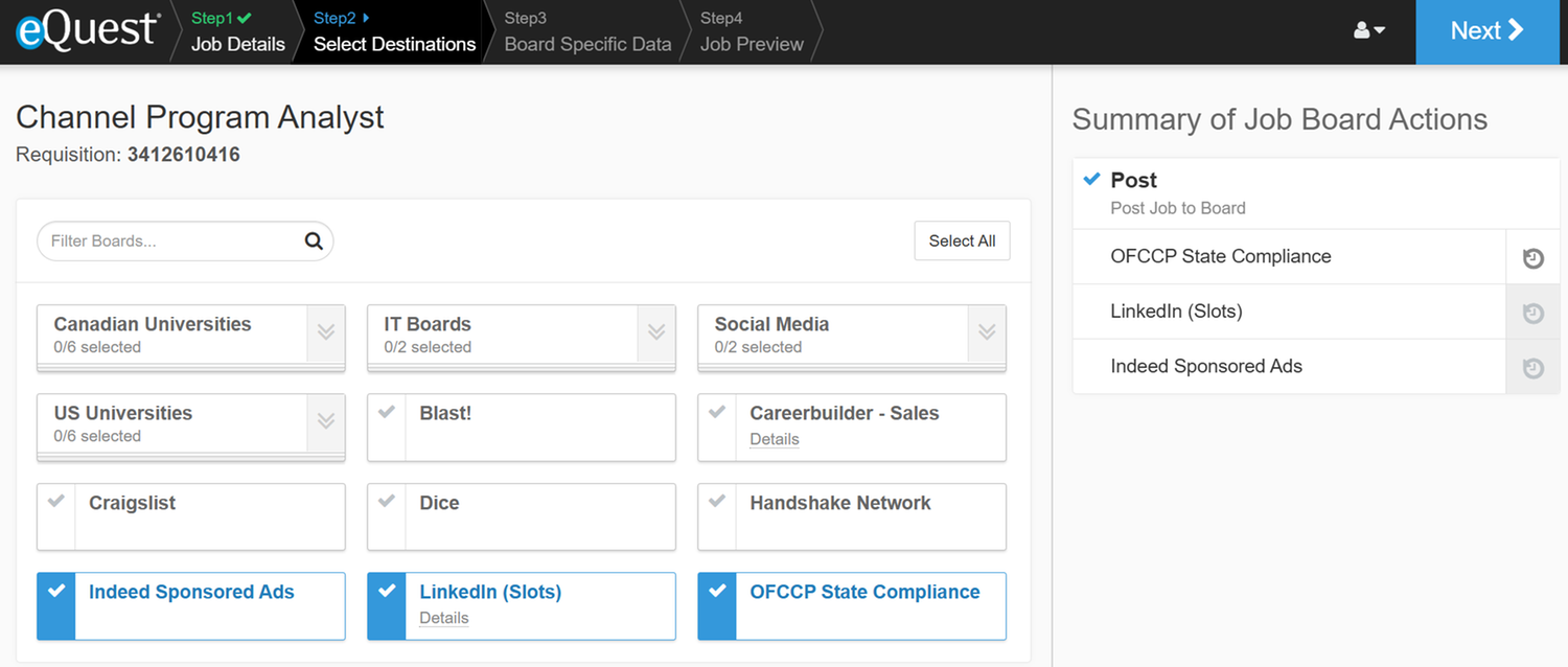 eQuest Job Board Posting for Workday Recruiting | Workday Marketplace