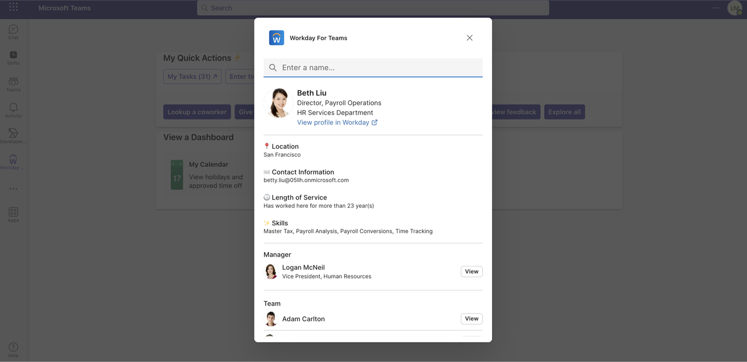 Workday for Microsoft Teams | Workday Marketplace