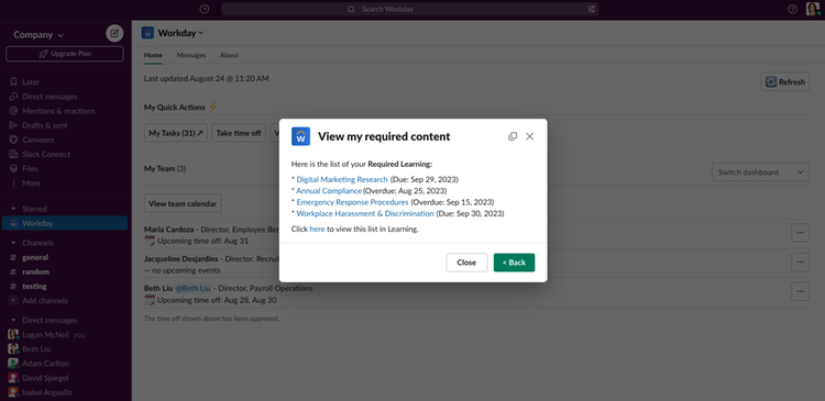 Workday for Slack | Workday Marketplace