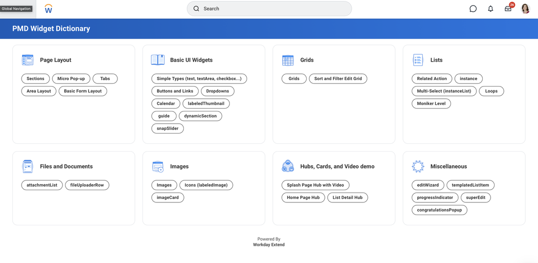 PMD Widget Dictionary | Workday Marketplace