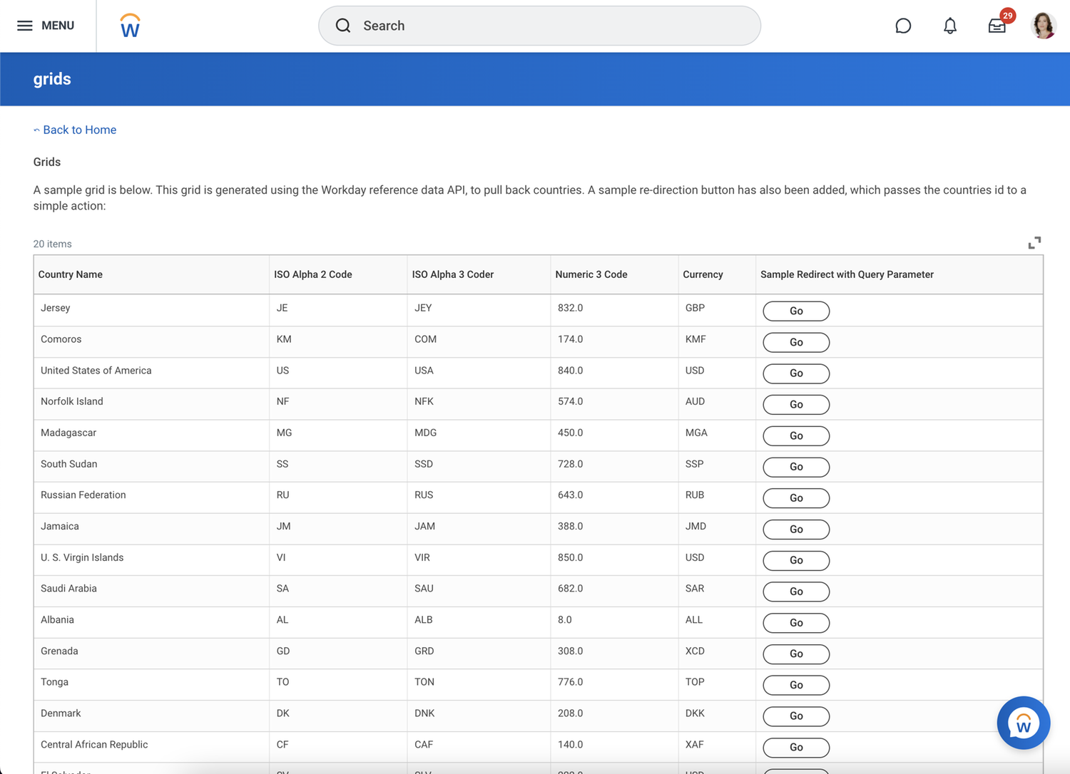 PMD Widget Dictionary | Workday Marketplace
