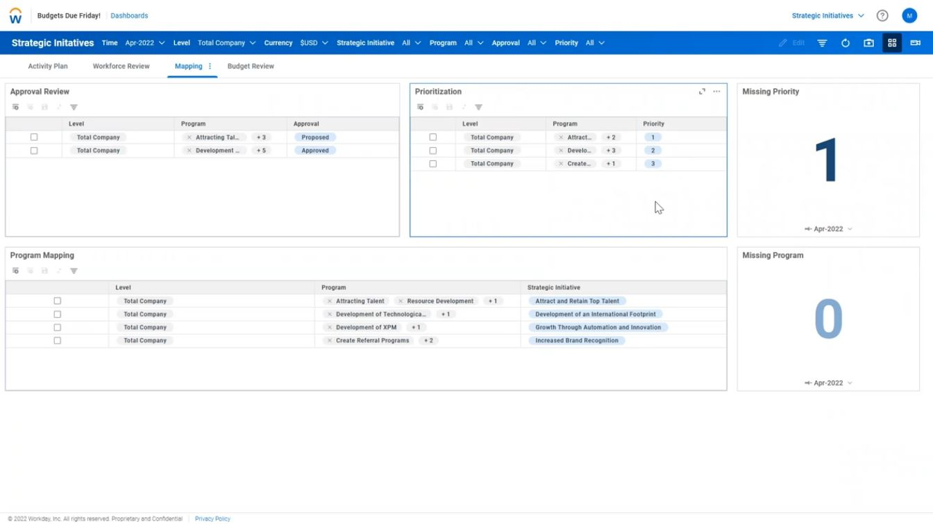 Strategic Initiatives Planning | Workday Marketplace