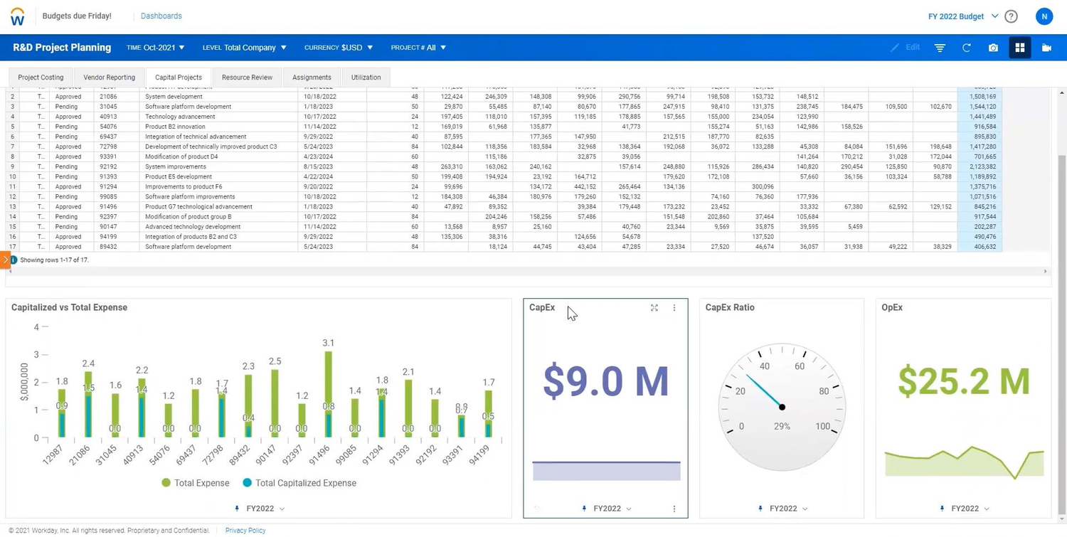 R&D (Internal) Project Planning | Workday Marketplace