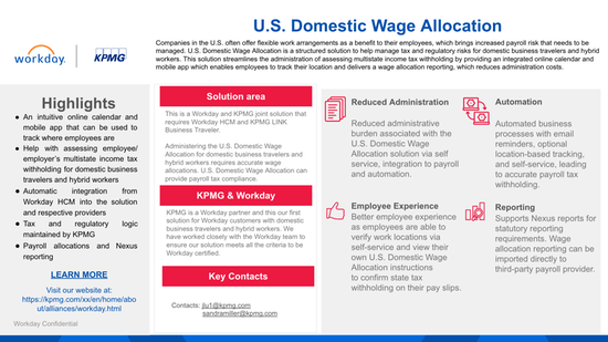 U.S. Domestic Wage Allocation | Workday Marketplace