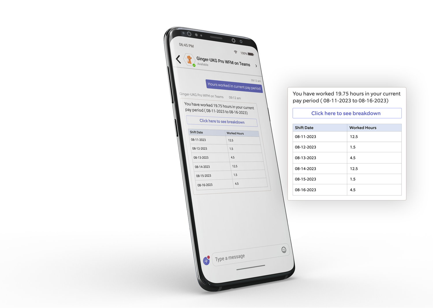 Ginger–UKG Pro WFM on Teams | UKG Marketplace
