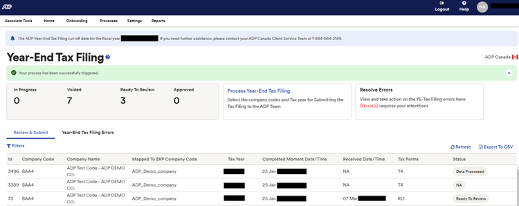 ADP SmartConnect Canada Year End Tax Filing | Workday Marketplace