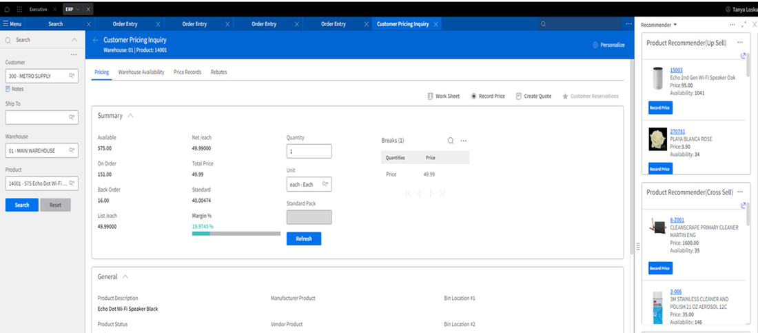 Product Recommender for CSD | Infor Marketplace