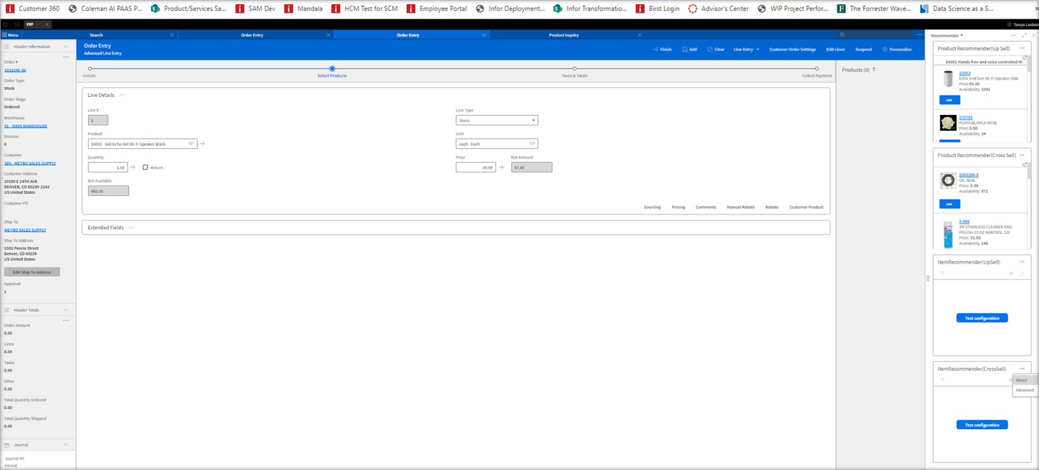 Product Recommender for CSD | Infor Marketplace