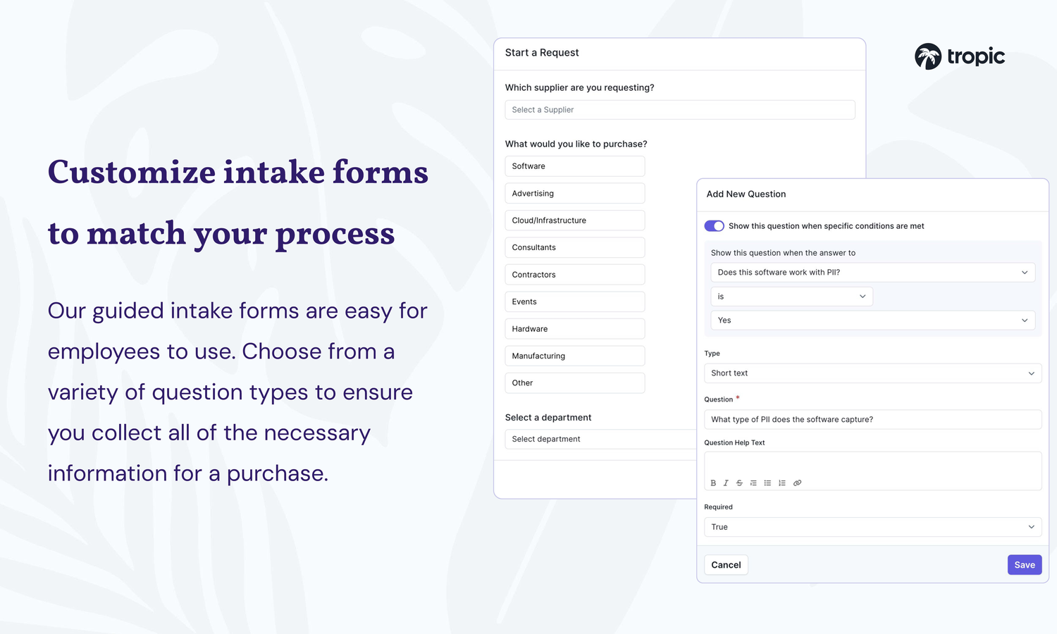 Tropic Intake Orchestration for Coupa | Coupa App Marketplace