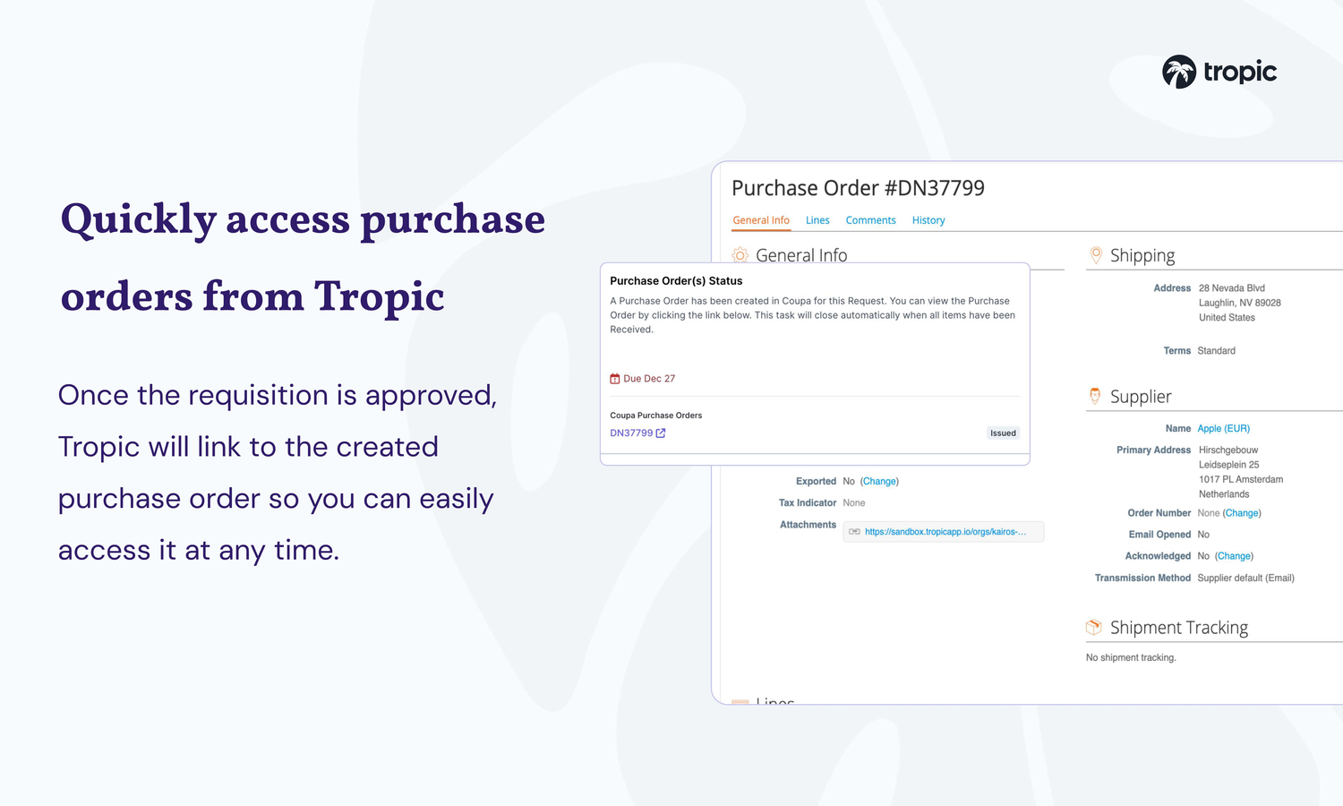 Tropic Intake Orchestration for Coupa | Coupa App Marketplace