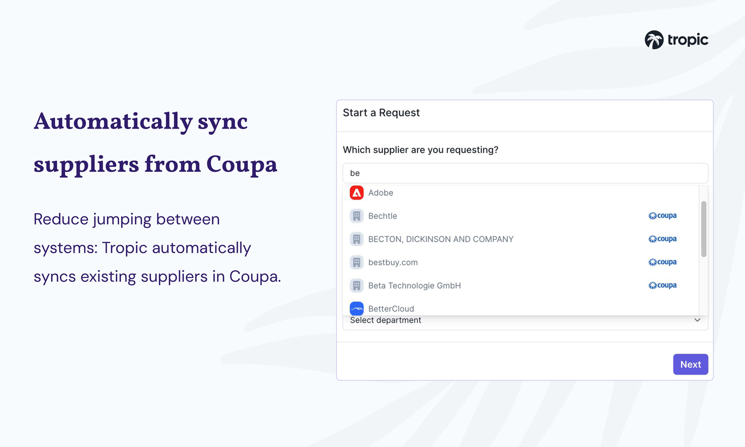Tropic Intake Orchestration for Coupa | Coupa App Marketplace