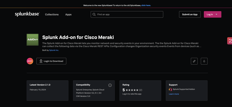 Splunk Add-on for Cisco Meraki | Cisco Networking App Marketplace