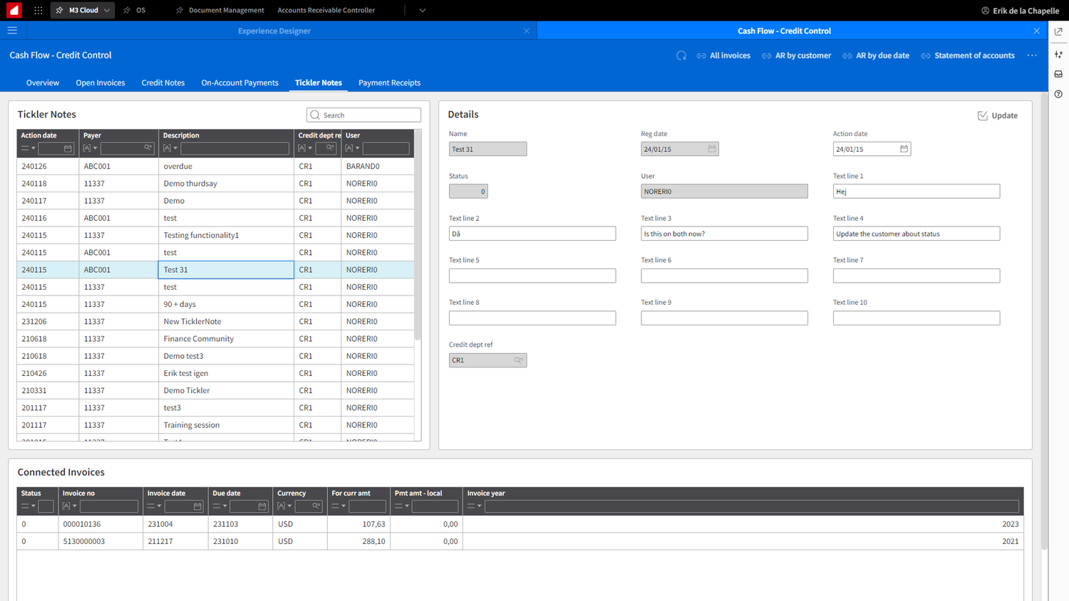 M3 Experience Designer: Cash Flow - Credit Control | Infor Marketplace