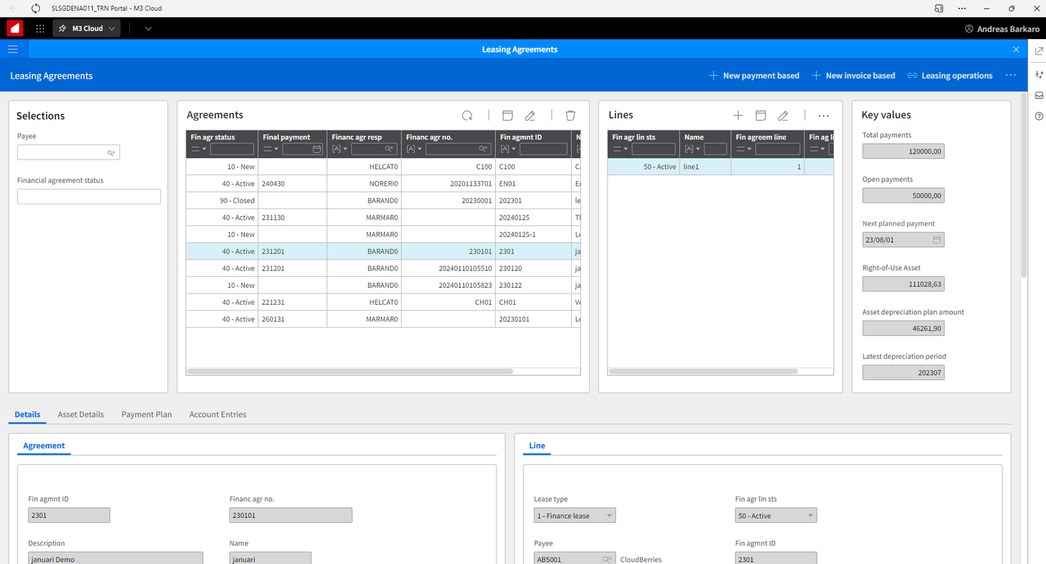 M3 Experience Designer: Leasing Agreements | Infor Marketplace