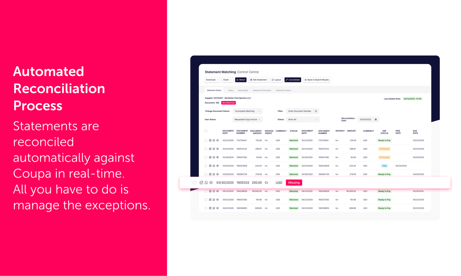 Statement Matching for Coupa | Coupa App Marketplace