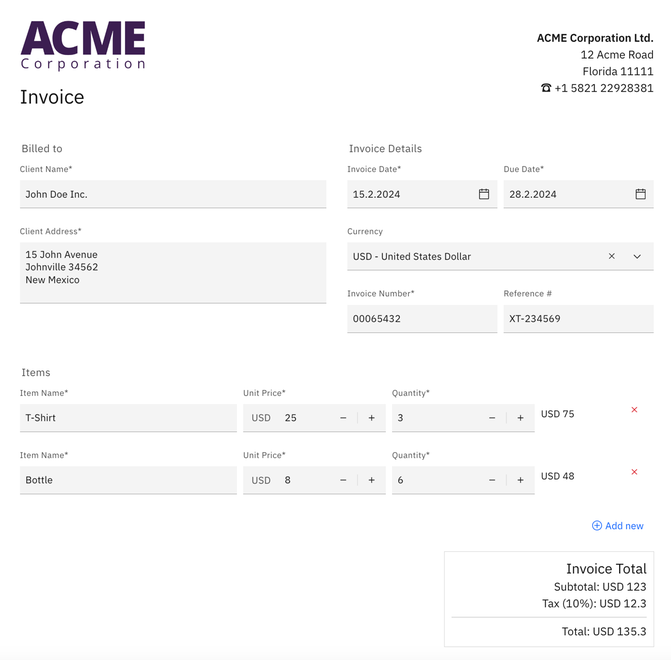 Invoice Creator | Camunda Marketplace