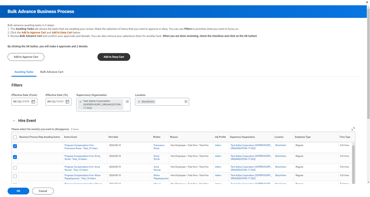 Bulk Advance Business Process | Workday Marketplace