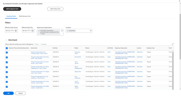 Bulk Advance Business Process | Workday Marketplace
