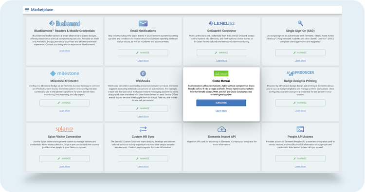 LenelS2 Elements | Cisco Networking App Marketplace