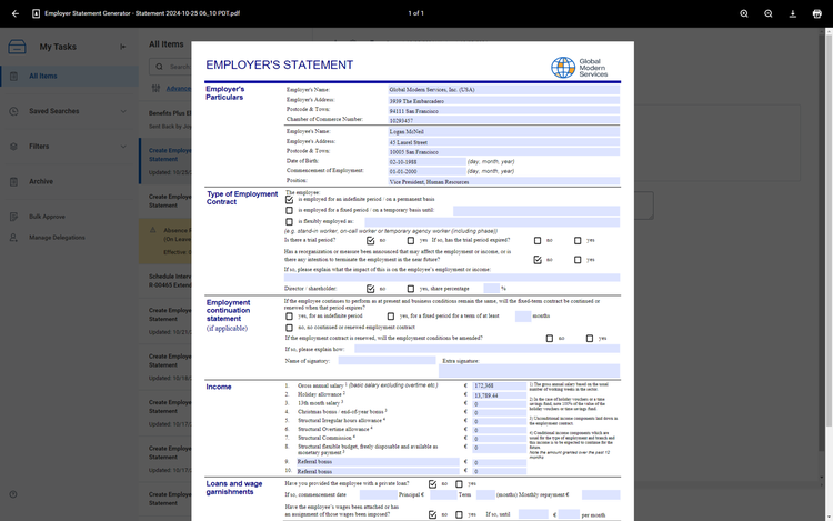 Employer Statement Generator | Workday Marketplace