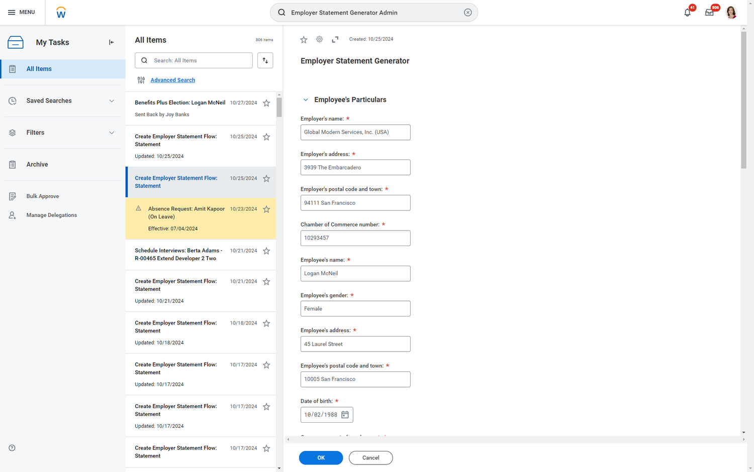 Employer Statement Generator | Workday Marketplace