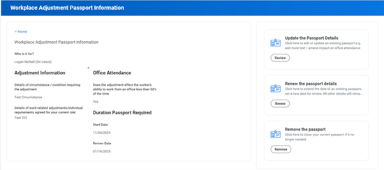 Workplace Adjustment Passport | Workday Marketplace