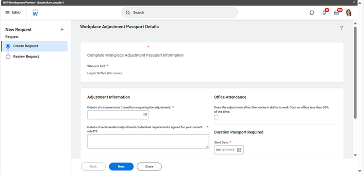 Workplace Adjustment Passport | Workday Marketplace