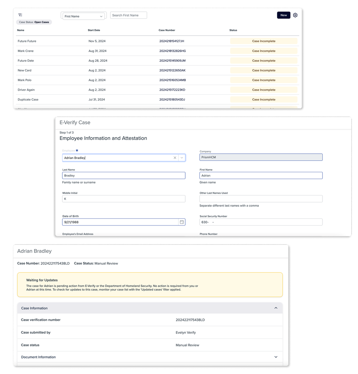 Features | PrismHR HCM E-Verify | PrismHR