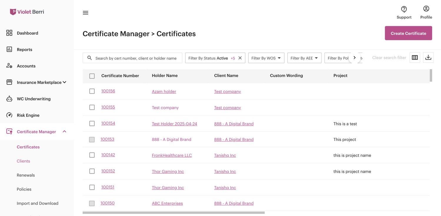 Features | Violet Berri Workers' Compensation Insurance Platform | PrismHR