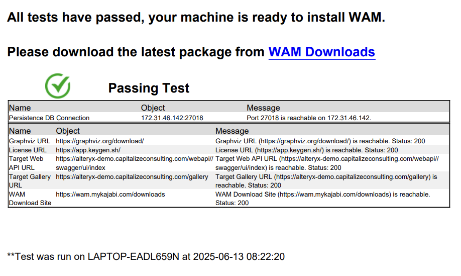 WAM Installation Check | Alteryx Marketplace
