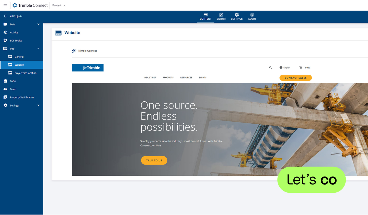 Info Extension for Trimble Connect | Trimble Marketplace